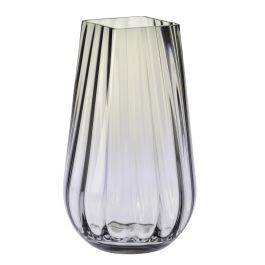 Masywny wysoki wazon z kwadratowym brzegiem ryflowany 30 cm dymny | e ...